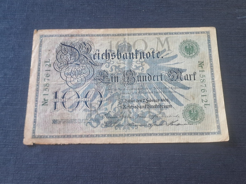 Nemački Rajh 100 Maraka 1908 Zeleni Pečat