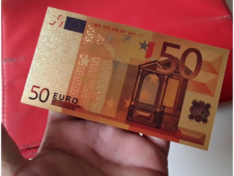 Zlatni Euro. Plasticna novcanica. 50 Eura
