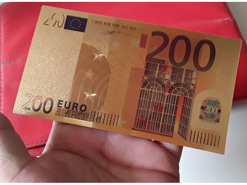 Zlatni Euro. Plasticna novcanica. 200 Eura