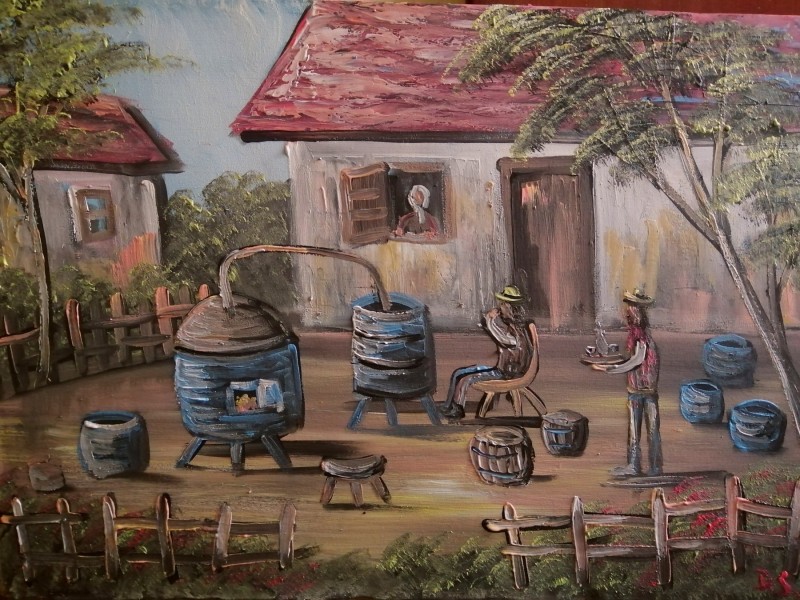 Pecenje rakije 70x50cm ulje na platnu