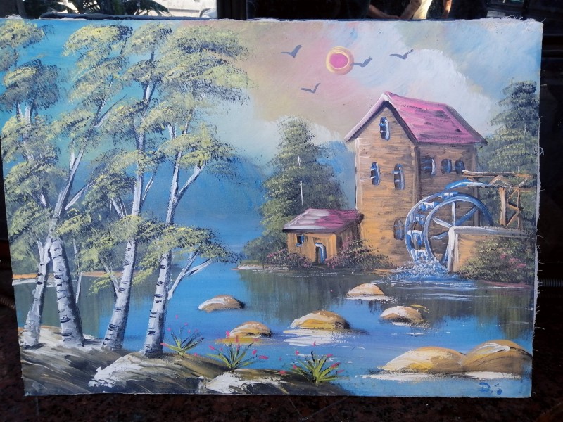 Mlin na reci 70x50cm ulje na platnu