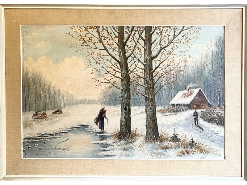 Ksenozov Zima Ulje na Platnu 55x70 plus ram 20te godine