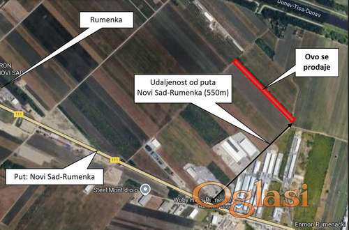 Zemljište pored puta NoviSad-Rumenka, 2 jutra (20 EUR/m2)