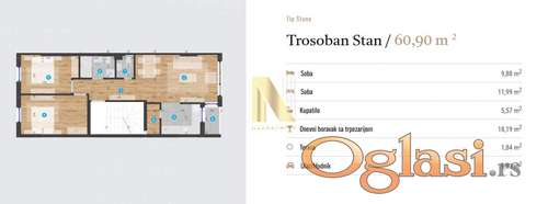 Trosoban stan u izgradnji - TELEP - exkluzivan kompleks vila pored Dunava