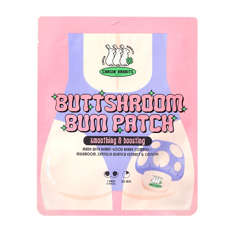 Chasin’ Rabbits Buttshroom Bum Patch, Flasteri za negu kože zadnjice, 18g (1 par)
