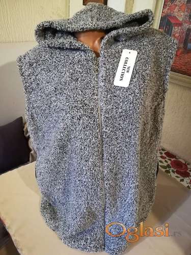 Novi zenski prsluk sa kapuljacom u sivoj boji 5XL 6XL Novo