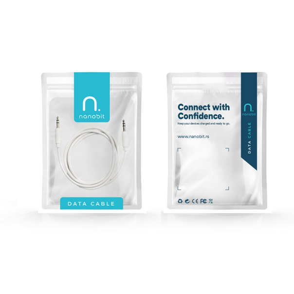 Audio kabel AUX 3,5mm beli 1m
