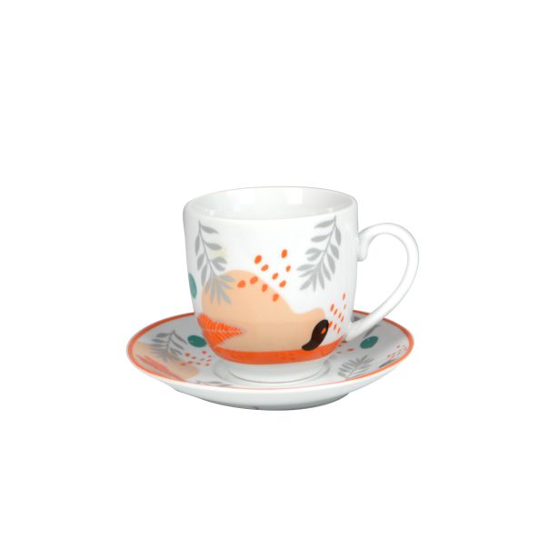 SIGMA Porcelanski set šoljica za kafu 160ml SHS-A-7977 6/1, narandžasta/bež