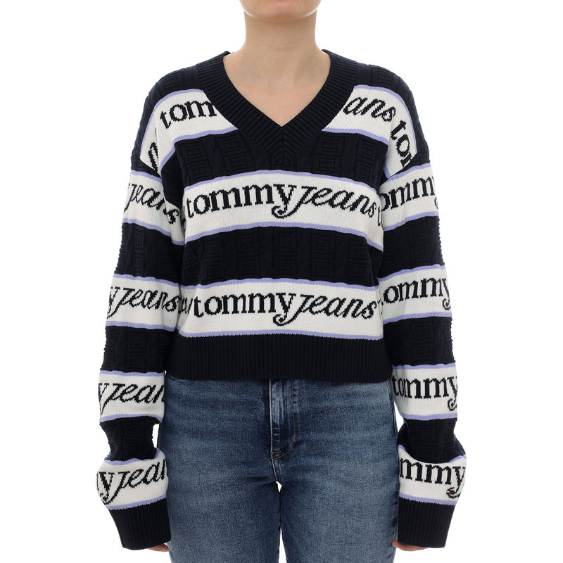 Ženski džemper Tommy Hilfiger Tjw stripe logo sweater ext