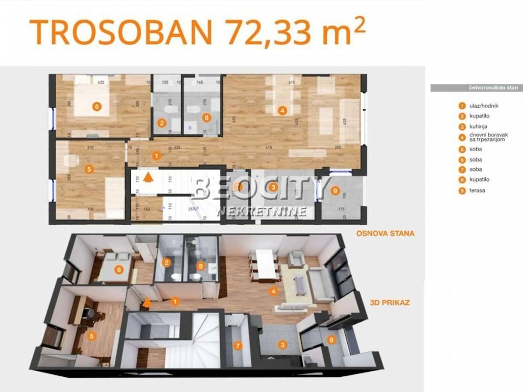 Novi Sad, Telep, Heroja Pinkija, 3.0, 72m2, 180000EUR