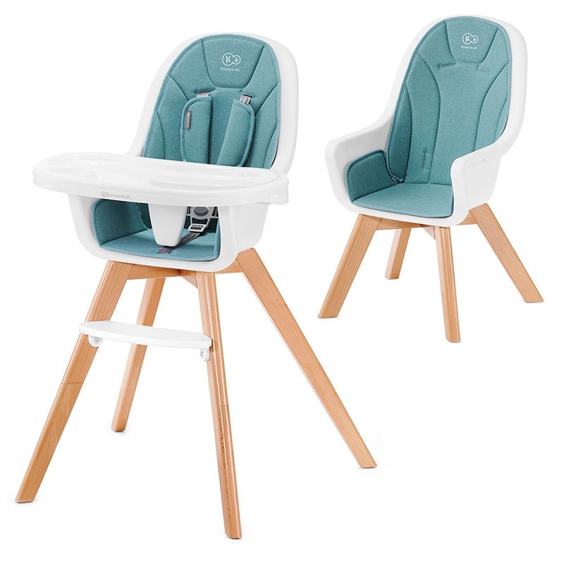 KINDERKRAFT STOLICA ZA HRANJENJE 2U1 TIXI TURQUOISE