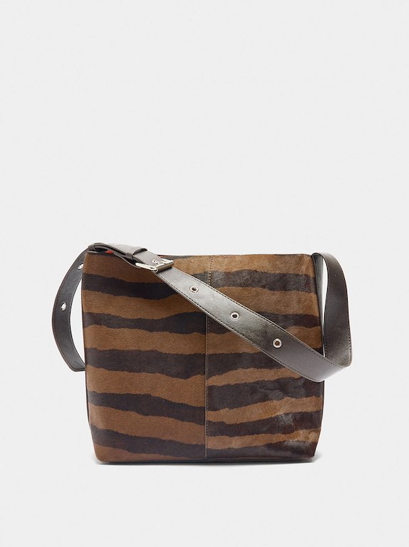 SHOULDER BAG WITH ANIMAL PRINTED LEATHER