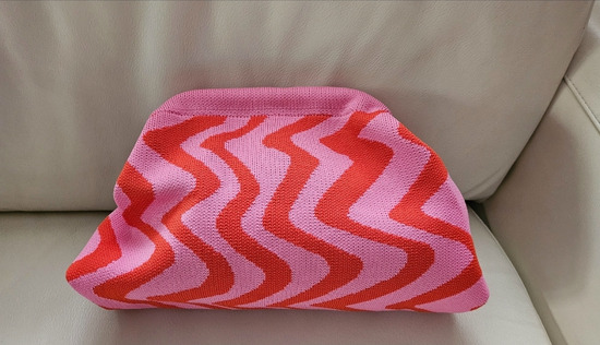 %Color blok geometrik clutch, trikotaža