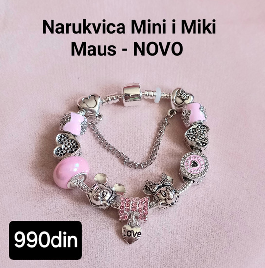 Narukvica Mini Maus roze kao Pandora - NOVO
