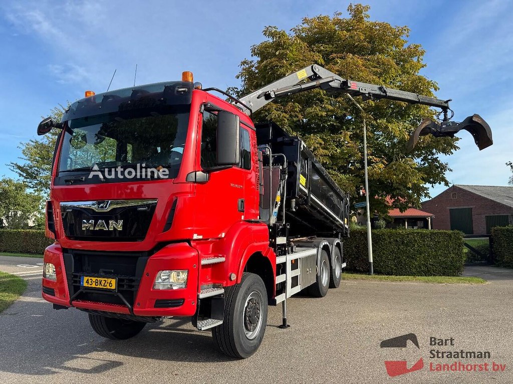 MAN TGS 26.360 6x6 Euro 6 with 2-sided tipper and HMF 1643Z2 crane kiper