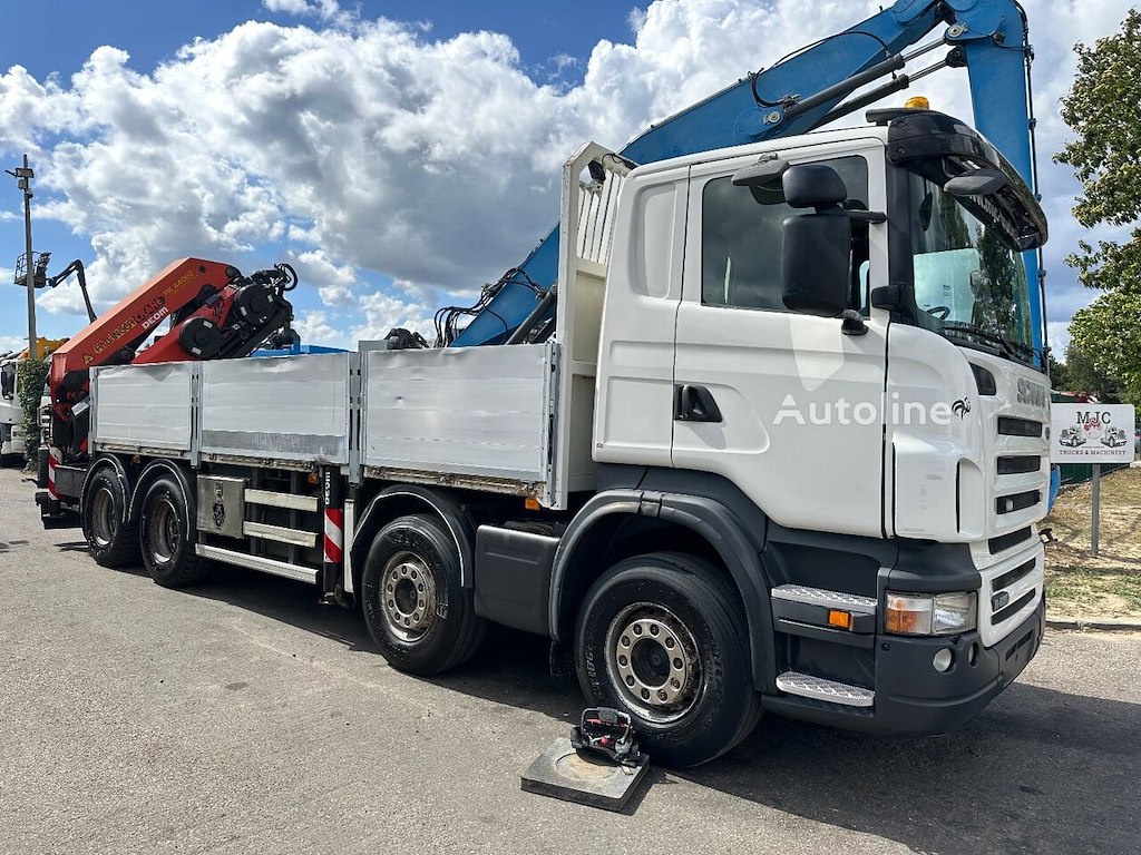 Scania R420 8x4 + CRANE PALFINGER PK44002 F (7x) + Rotator - 6m50 platf kamion s ravnom platformom
