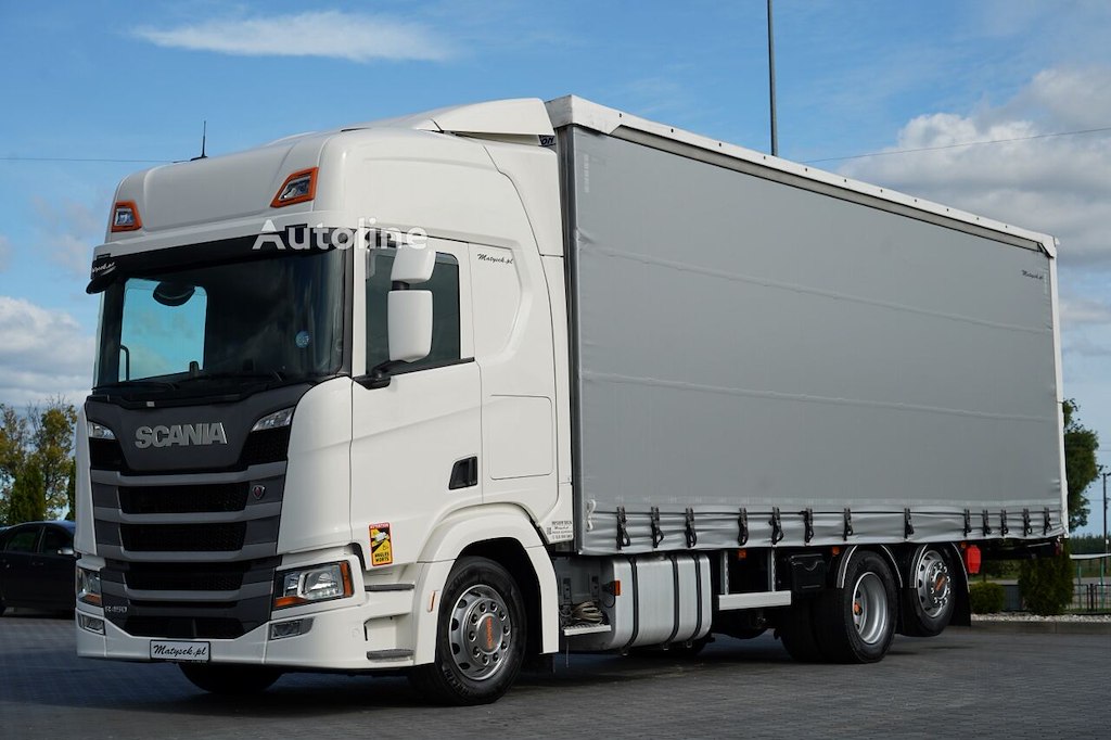 Scania R 450 / MEGA / 6x2 / FIRANKA - 8,2 m / SOLÓWKA / OŚ PODNOSZONA / kamion sa klizna zavesa cerada