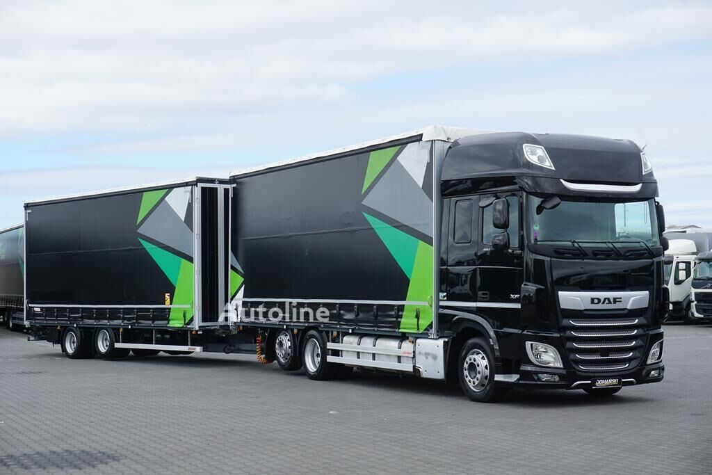 DAF XF / 480 / ACC / EURO 6 / ZESTAW PRZEJAZDOWY 120 M3 kamion sa klizna zavesa cerada + prikolica sa kliznom ceradom