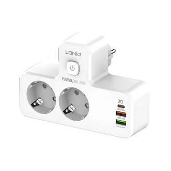 Produzni kabel LDNIO SE2337 2500W 2 uticnice + 2xUSB + 1xUSB-C