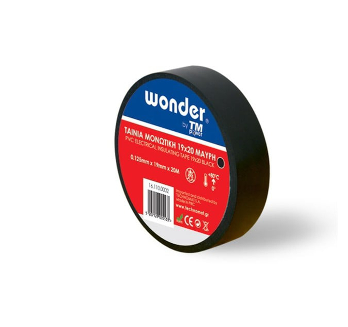 Traka izolir crna WONDER 0,125x19 mm 20 m