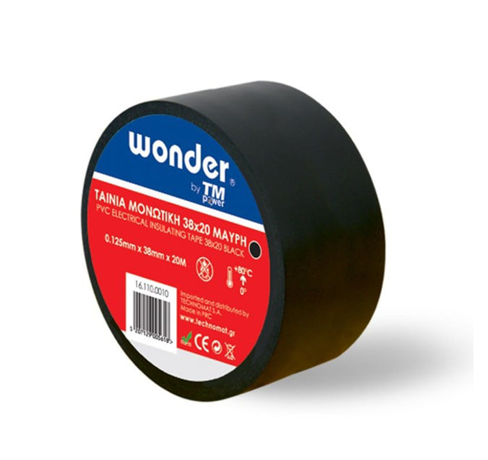 Traka izolir crna WONDER 0,125x38 mm 20 m