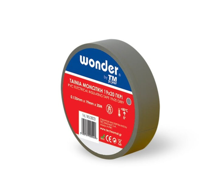Traka izolir siva WONDER 0,125x19 mm 20 m