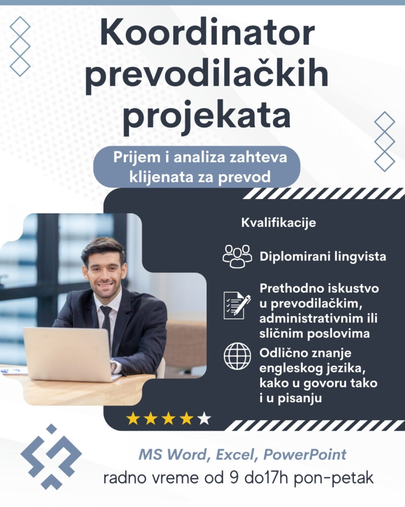 Koordinator Prevodilačkih Projekata Privremeni poslovi Novo