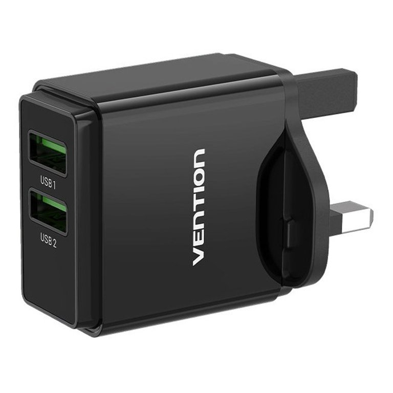 Vention Punjac sa 2 ulaza USB A 18/18W - Crni (US prikljucak)