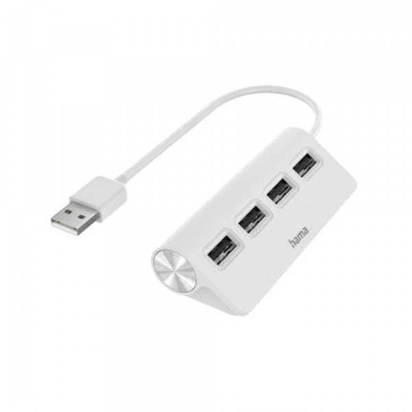 Hama USB HUB Hama 4 porta, USB A 2.0, beli