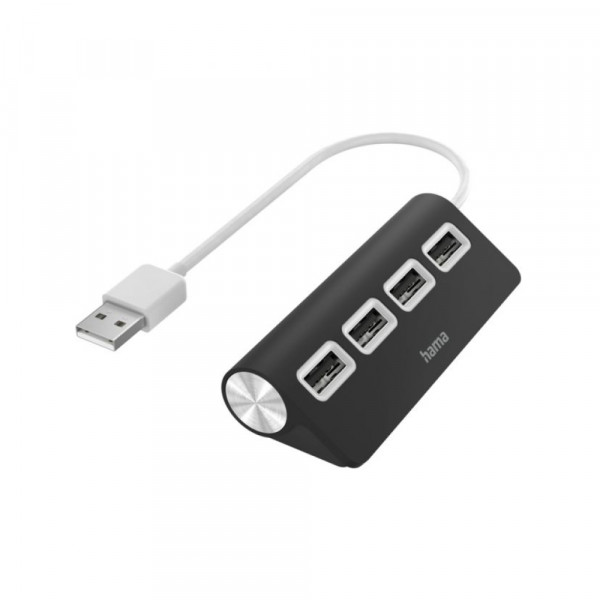 Hama USB HUB Hama 4 porta, USB A 2.0, crni