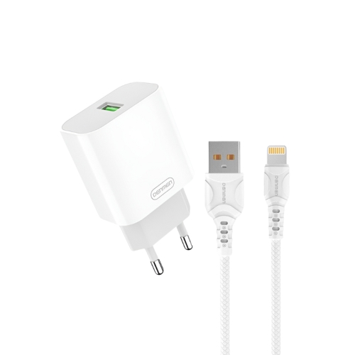 vDENMENv DENMEN DC07L Punjač za mobilne 18W 3,6A Fast + Lightning kabl BELI
