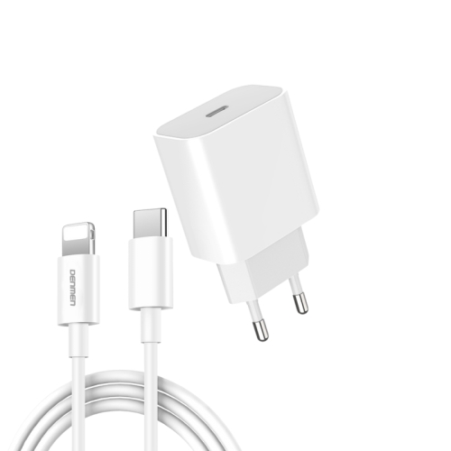 vDENMENv DENMEN DC06L Punjač za mobilne Type C 20W 3,6A Fast + Lightning kabl BELI