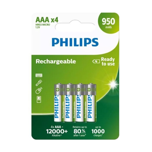 Philips BATERIJA PHILIPS AAA 1.2V 950mAh punjive 4 kom