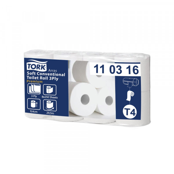Tork Toalet papir za dispenzer Tork T4 Conventional 250 listića 1/8 110316