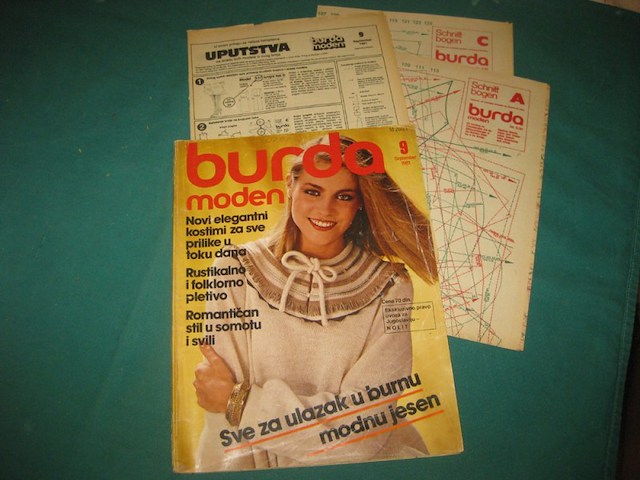 Burda Moden 9/1981. nemački + krojevi + prevod