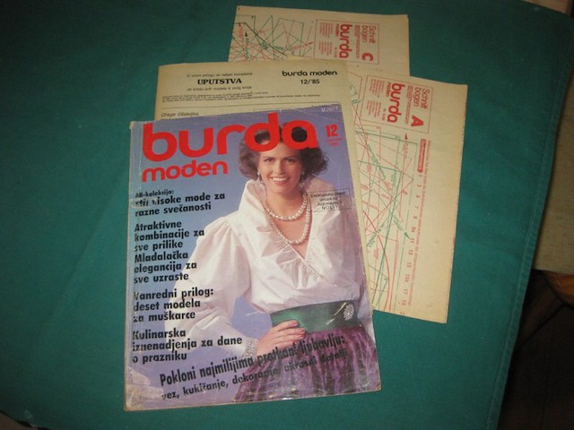 Burda Moden 12/1985. nemački + krojevi + prevod