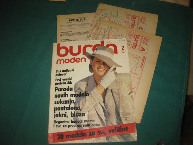 Burda Moden 2/1985. nemački + krojevi + prevod