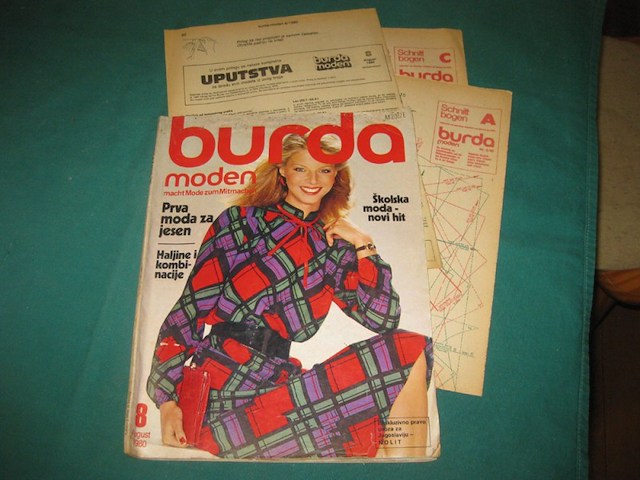 Burda Moden 8/1980. nemački + krojevi + prevod