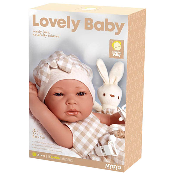 Lutka Lovely Baby 38cm u nosiljci žuta 1042394