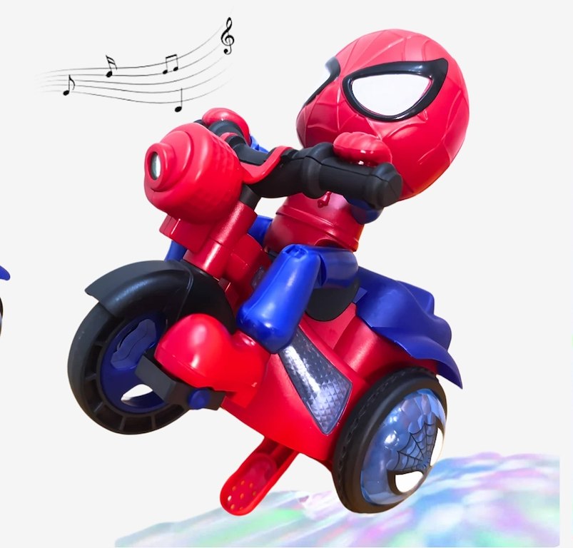Spajdermen na motoru sa svetlima i muzikom