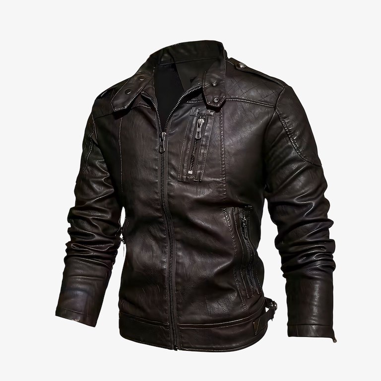 Muška Kožna Jesenja Jakna Iron Hide - Burbon Boja