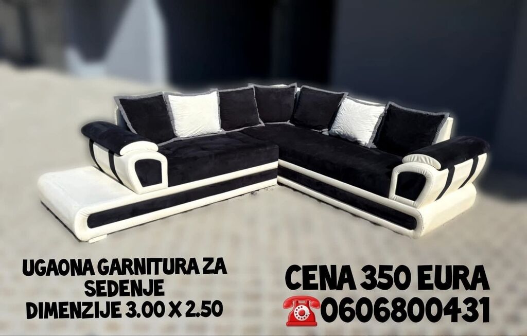 Ugaona garnitura za sedenje Ugaona je od eko koze kombinacijom