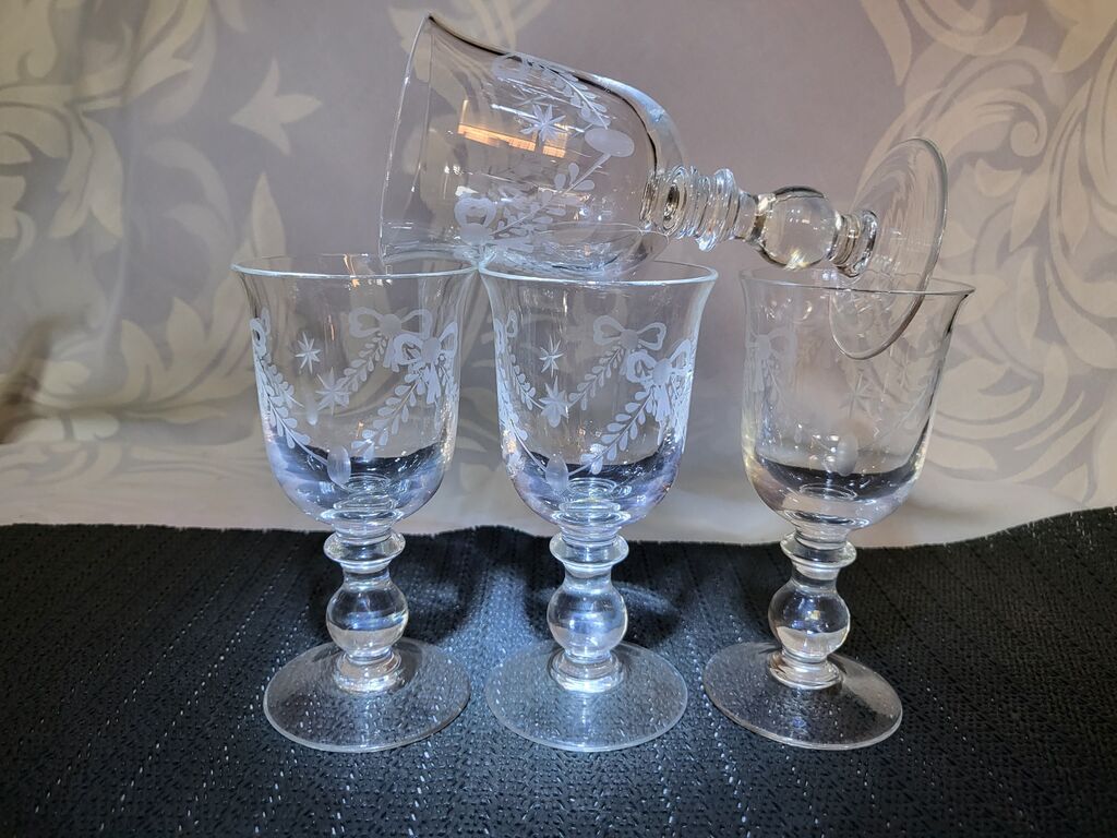 Casice kristal,gravura za zestoko pice iz 70,80 ih. Case rucni