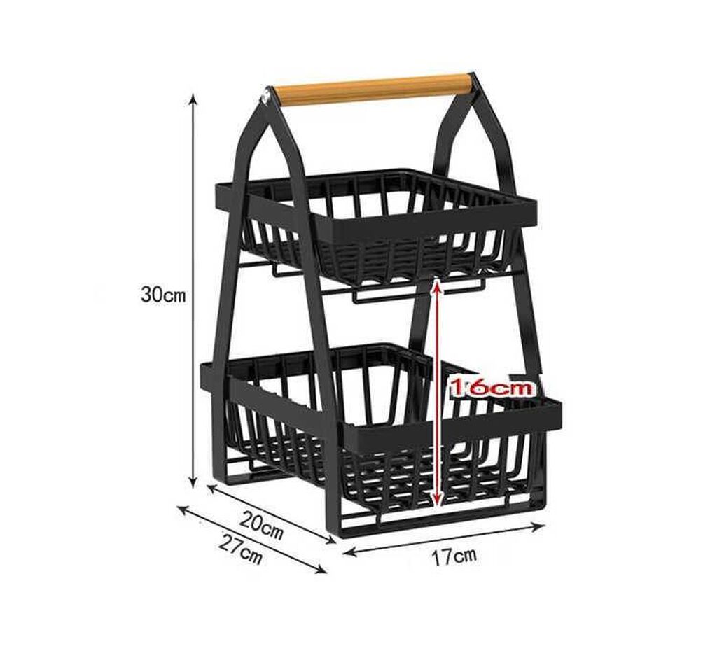 Dvoslojna kuhinjska korpa sa ručkom - Organizator sa 2 nivoa za voće