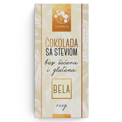 Bela cokolada Loveberry sa steviom 100g