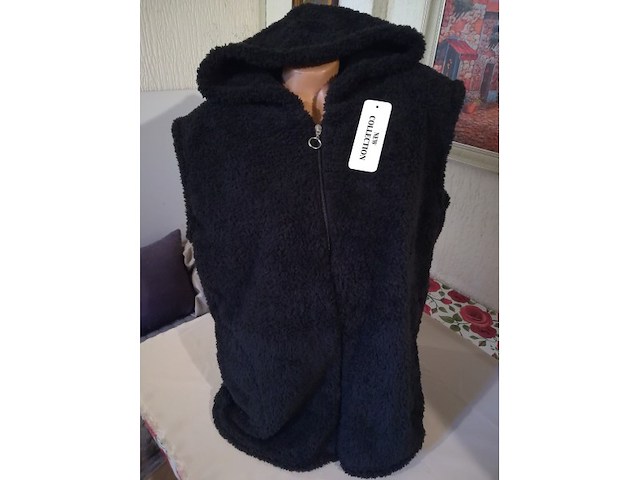 Novi zenski prsluk sa kapuljacom u crnoj boji 2XL 5XL