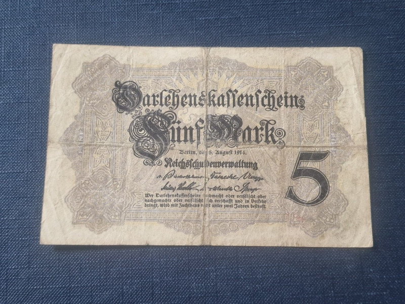 Nemački Rajh 5 Maraka 1914 WWI