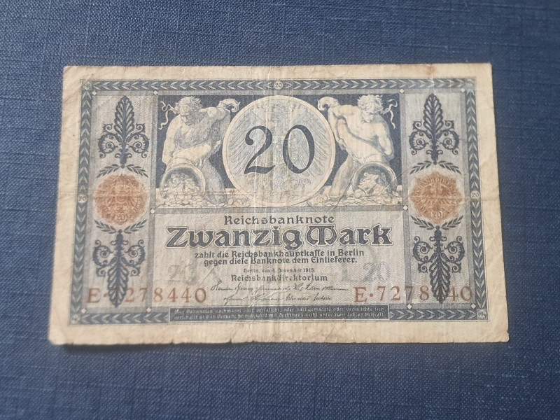 Nemački Rajh 20 Maraka 1915 WWI Zamenska E