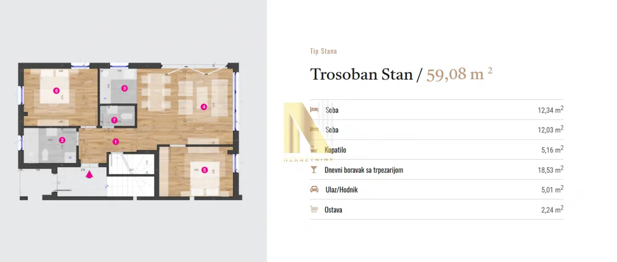 Prodaja, trosoban stan, 59m2, Telep, Novi Sad, Novi Sad