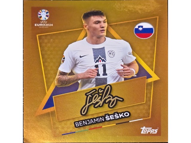 Sličica EURO 2024 Topps SVN SP sa potpisom